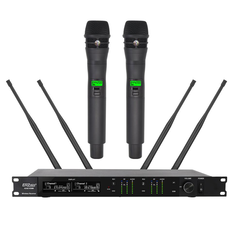 ERZHEN Ultra-High Frequency 8-Channel Dynamic Wireless Microphone Syst